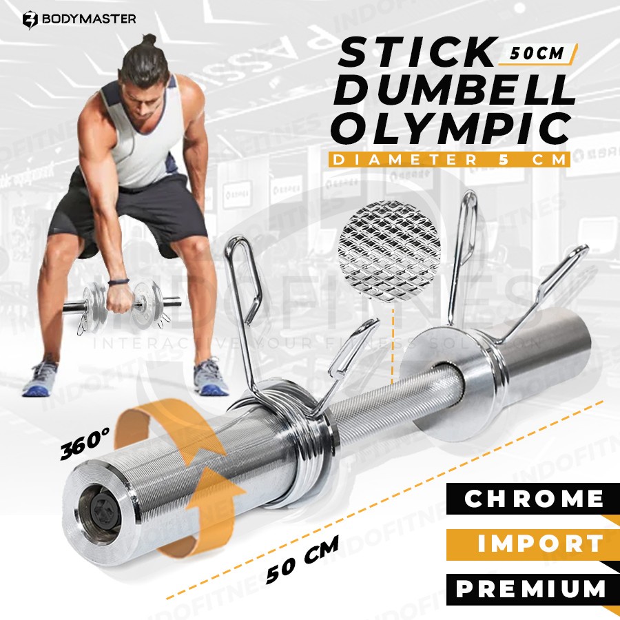 Jual BODYMASTER Stick 50CM Dumbell Olympic Plate 5cm - Gym besi barbell ...