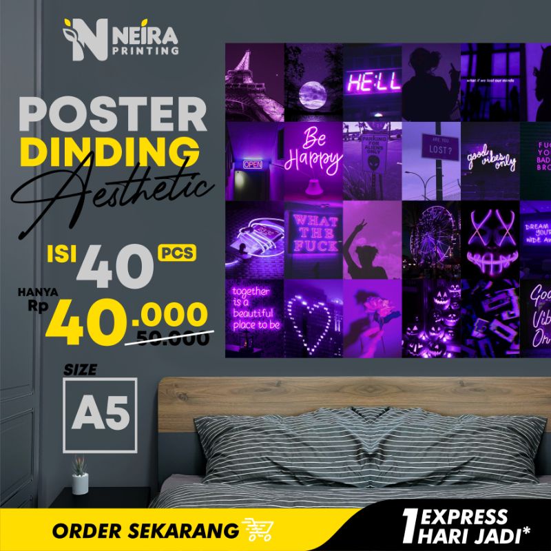 Jual POSTER DINDING AESTHETIC / ISI 40 PCS / DEKORASI KAMAR / HIASAN ...