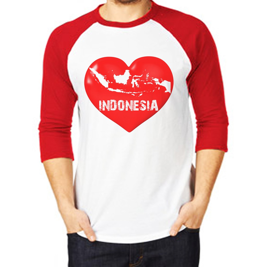 Jual Kaos Love Indonesia Kaos Raglan Tshirt Indonesia A401 | Shopee ...