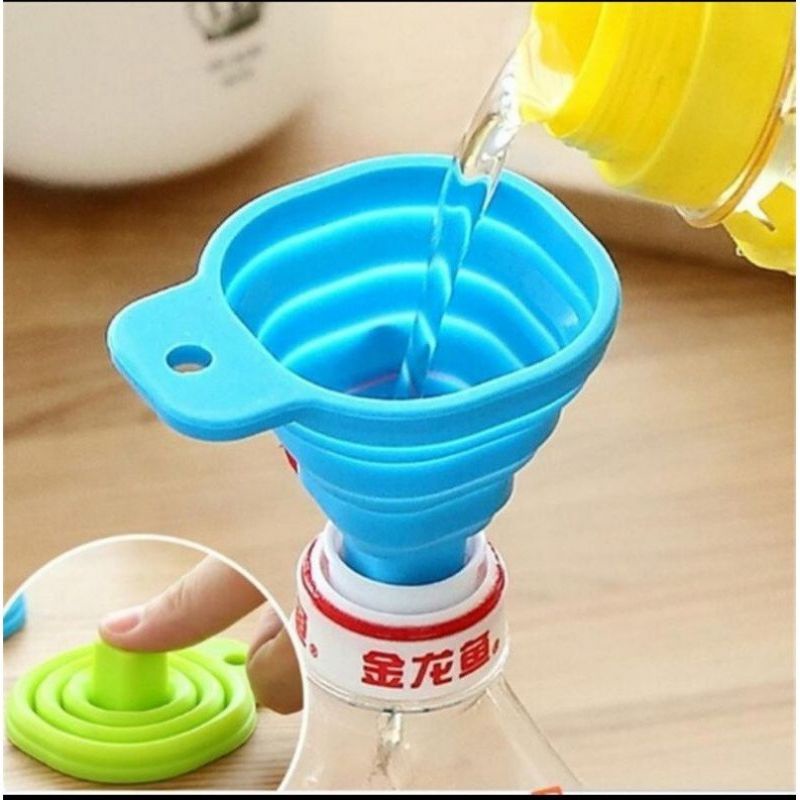 Jual Corong Minyak Silikon Air Lipat Portable Plastik Corong Mini Kerucut Silicone Kotak Corong