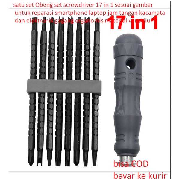 Jual satu set Obeng set screwdriver 17 in 1 sesuai gambar untuk ...