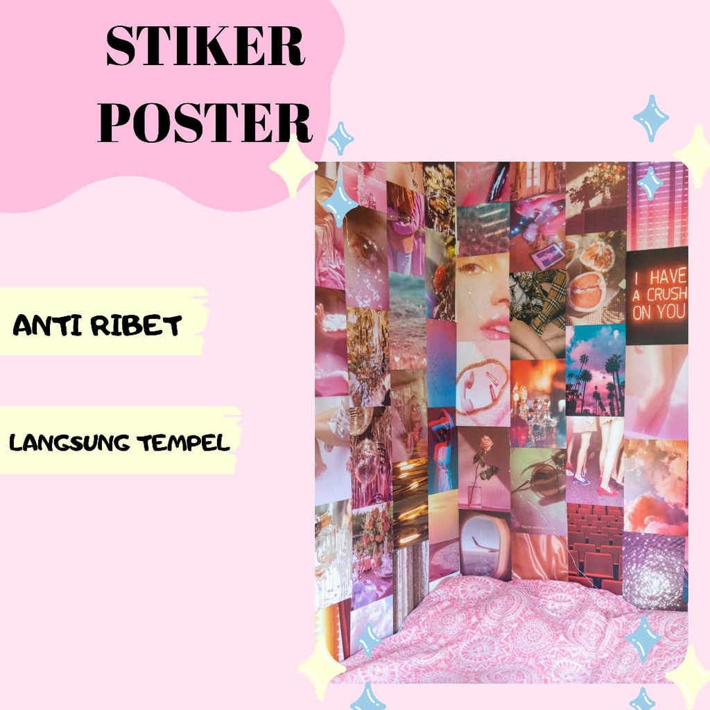 Jual Stiker Poster Dinding Pink Aesthetic Murah Glossy Langsug Tempel ...