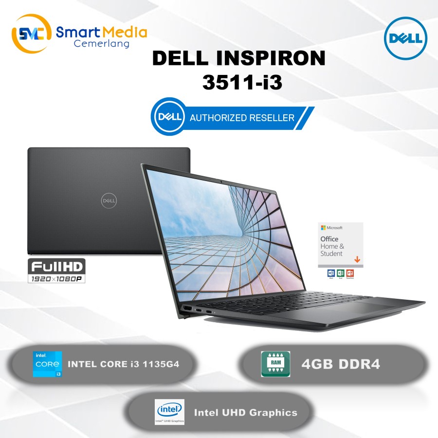 Jual DELL INSPIRON 15-3511 - INTEL i3-1115G4 - 4GB - 1TB HDD - INTEL UHD - 15" FHD - W10 ...