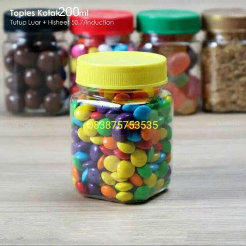 Jual Toples plastik kotak 200ml - toples kecil - toples bumbu - toples ...