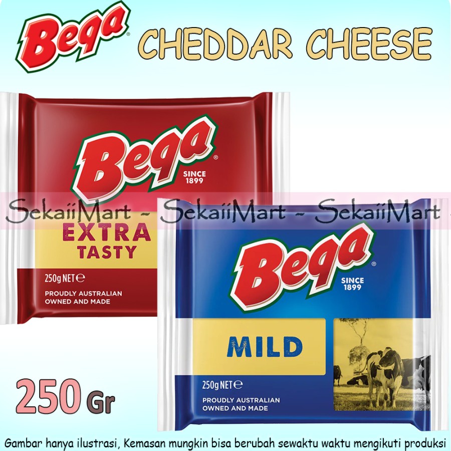 Jual BEGA Cheese Cheddar Block 250g - Keju Chedar Kotak Tasty / Mild ...