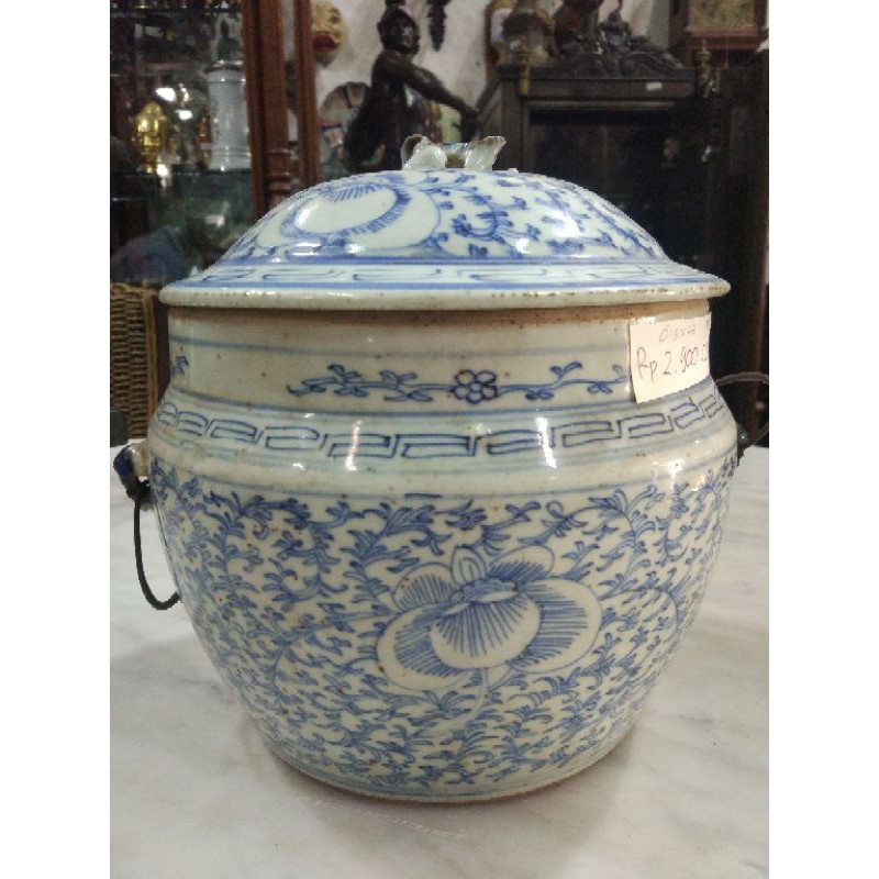 Jual Guci Pot Biru Putih Cina Kuno Antik | Shopee Indonesia