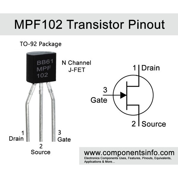Jual MPF102 MP F102 MPF 102 N-Channel RF Amplifier JFET Transistor ...