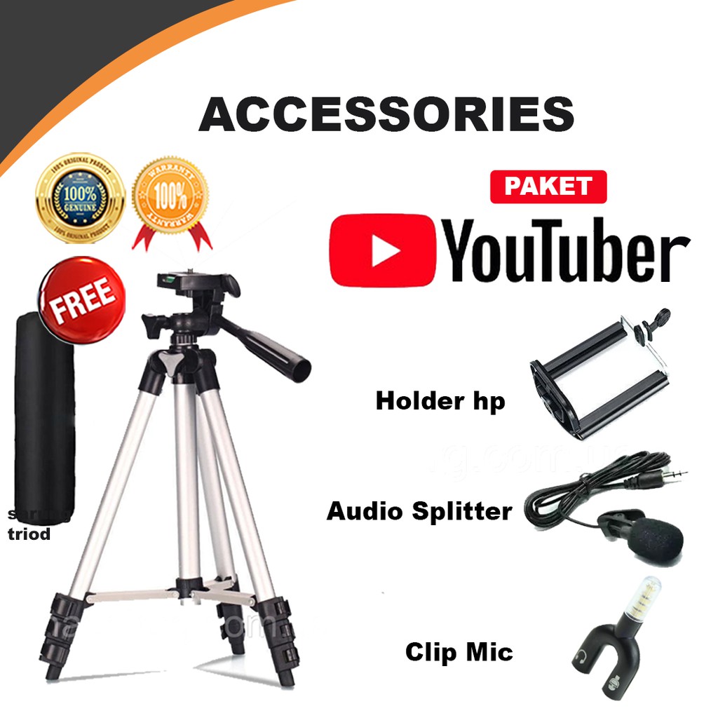 Jual Tripod Paket Youtuber Vlog Smule Lengkap - Microphone 3.5mm ...