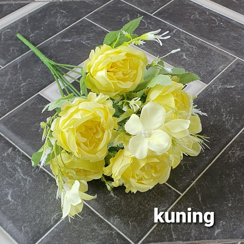 Jual Bunga Mawar Peony Besar 7 cabang / Mawar Buket Dekorasi Bunga ...
