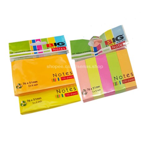 Jual Sticky Notes BIG 76mm x 51mm 5 Warna [Memo] | Shopee Indonesia