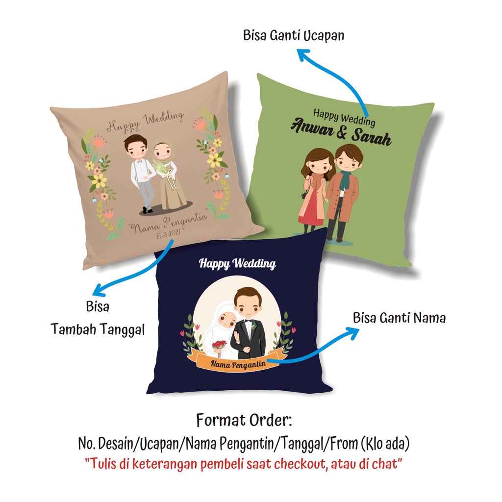 Jual Bantal Kado Pernikahan / Bantal Custom Wedding Anniversary ...