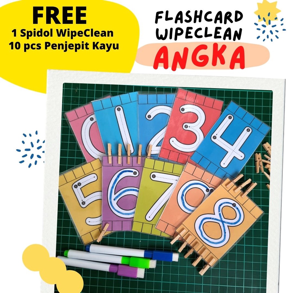 Jual Belajar Menulis Huruf dan Angka Latihan Menulis Anak Flash Card ...