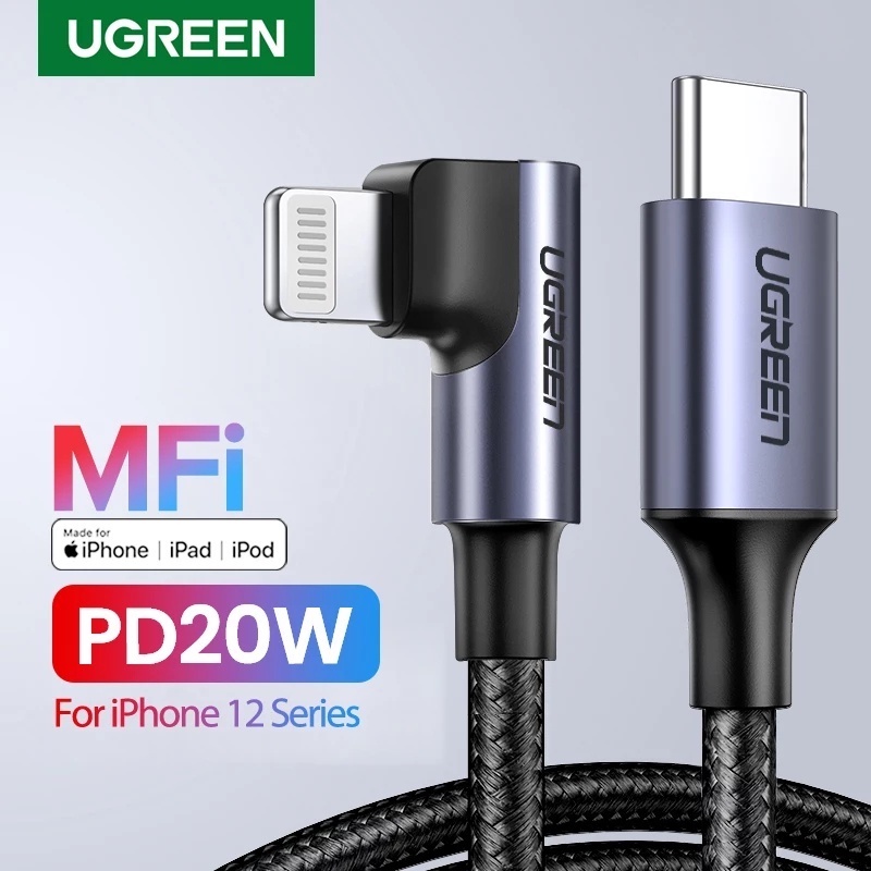 Jual Ugreen Kabel Usb Type-C to Lightning MFI PD 20W Gaming Cable 90 Derajat Fast Charging ...