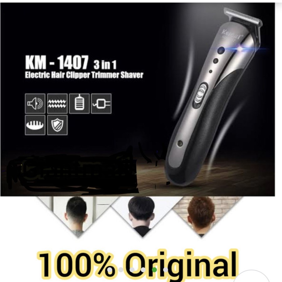 Jual Mesin Cukur Kemei KM-1407 Clipper 3 in1 Alat cukur rambut charger | Shopee Indonesia