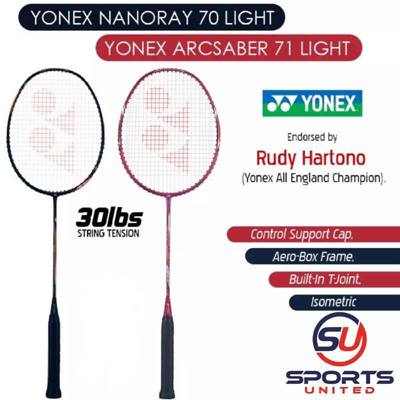 Jual Raket Badminton Yonex Nanoray 70 Light & Arcsaber 71 Light | Shopee Indonesia