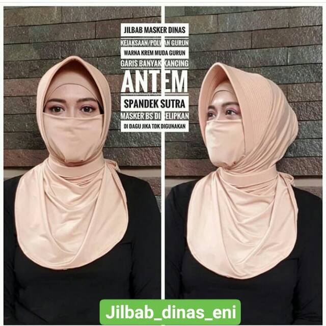 Jual JILBAB MASKER DINAS KEJAKSAAN/ polwan gurun warna krem muda gurun ...