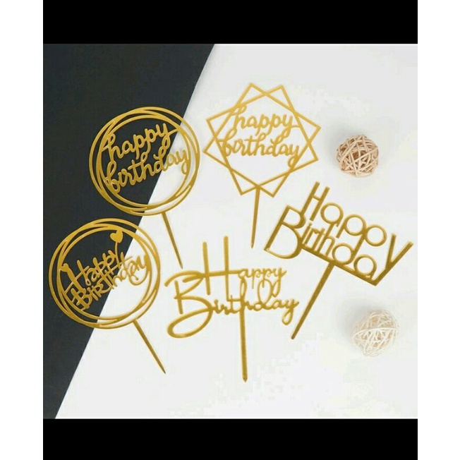 Jual BIRTHDAY TOPPER/Cake Kue Topee Tusukan Acrylic/Hiasan Happy Birth ...