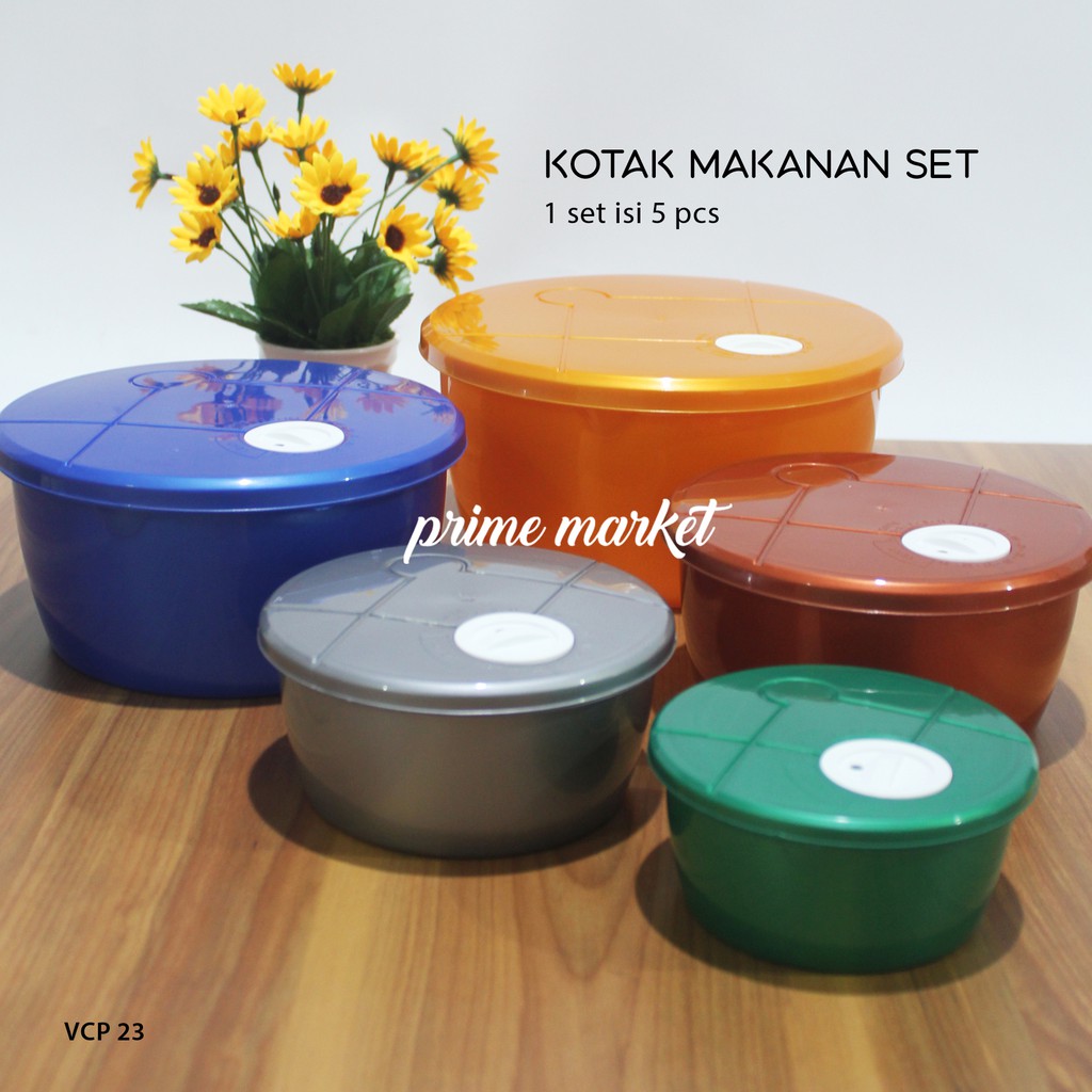 Jual Kotak Makanan / Tempat Makanan / Kotak Sayur / Lunch Box Bulat isi ...