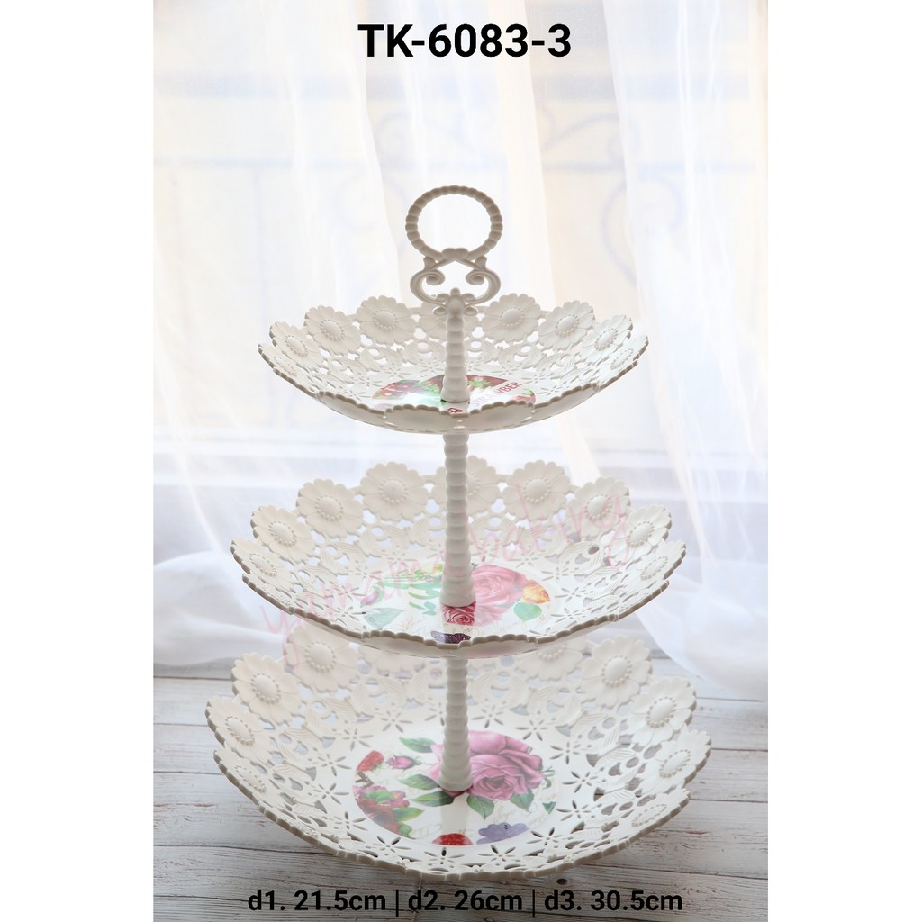 Jual TK-6083-3 Cupcake stand cake tier bulat dessert table piring buah ...