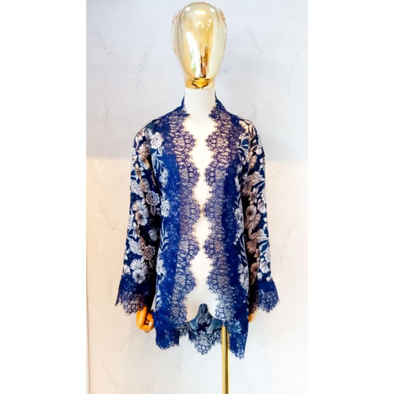 Jual Outer List Brokat Navy Bunga | Shopee Indonesia