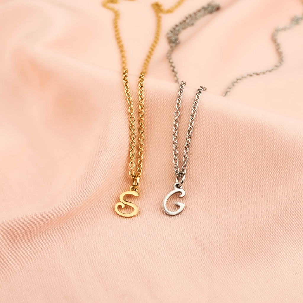 Jual Kalung Rantai Huruf Inisial Fun Letter Necklace Wanita Titanium ...