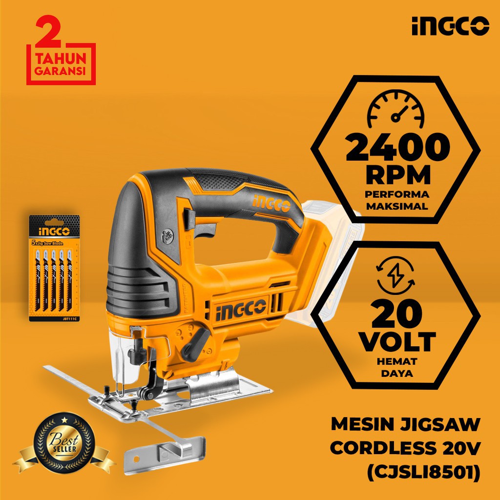 Jual MESIN JIGSAW CORDLESS 20V GERGAJI TRIPLEK POTONG KAYU JIG SAW ...