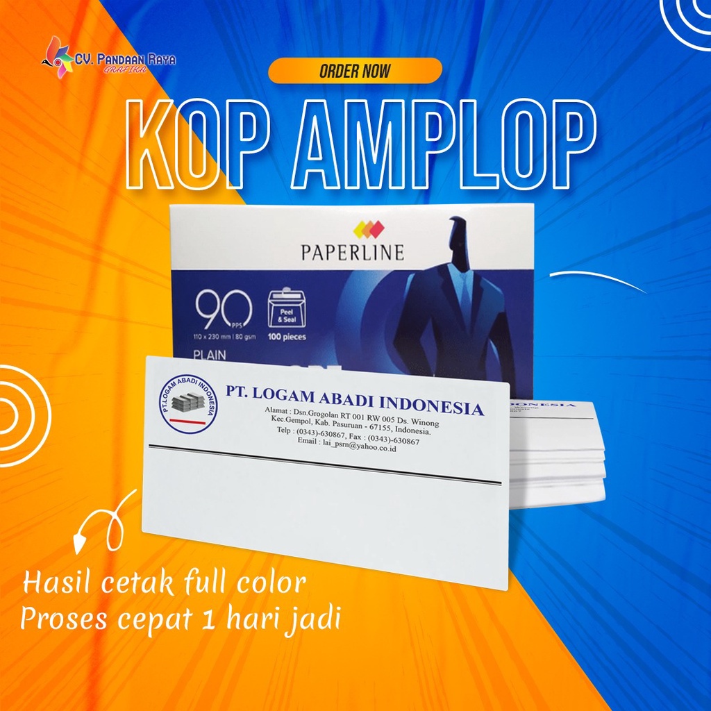 Jual Cetak Kop Amplop Besar (11 x 23 cm) 90 PPS 80 gsm | Shopee Indonesia