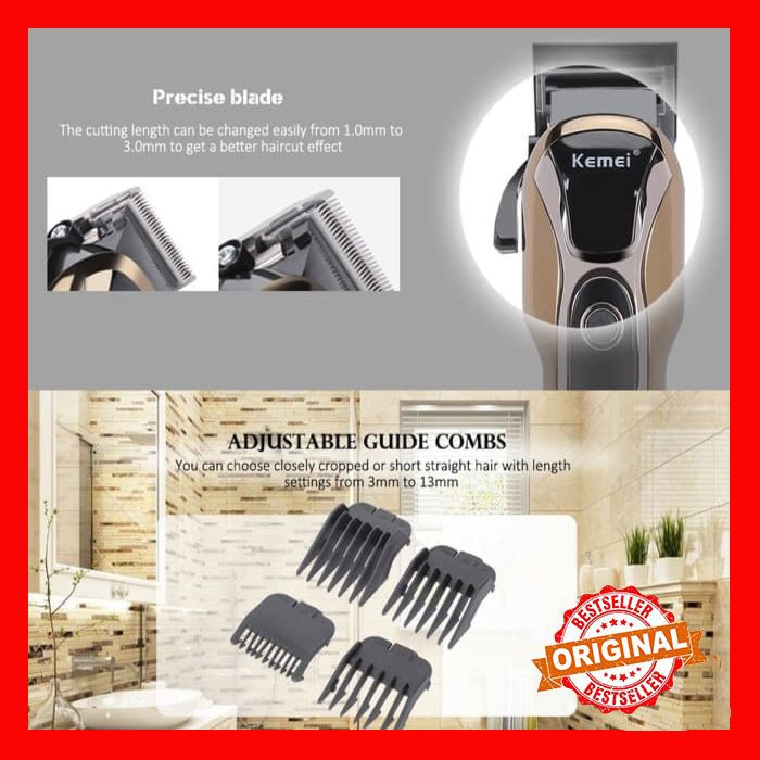 Jual Original KEMEI Alat Cukur Rambut Turbo Hair Clipper Cordless KM-1990 | Shopee Indonesia