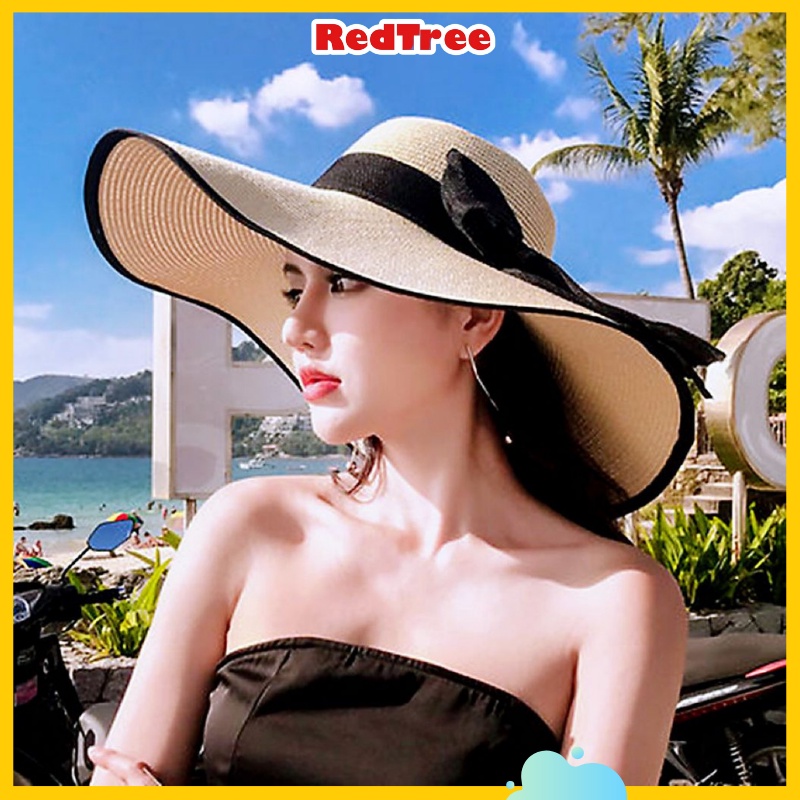 Jual REDTREE Topi Pantai Lebar List Hitam / Topi Pantai Lebar / Topi Pantai Dewasa T92 | Shopee ...