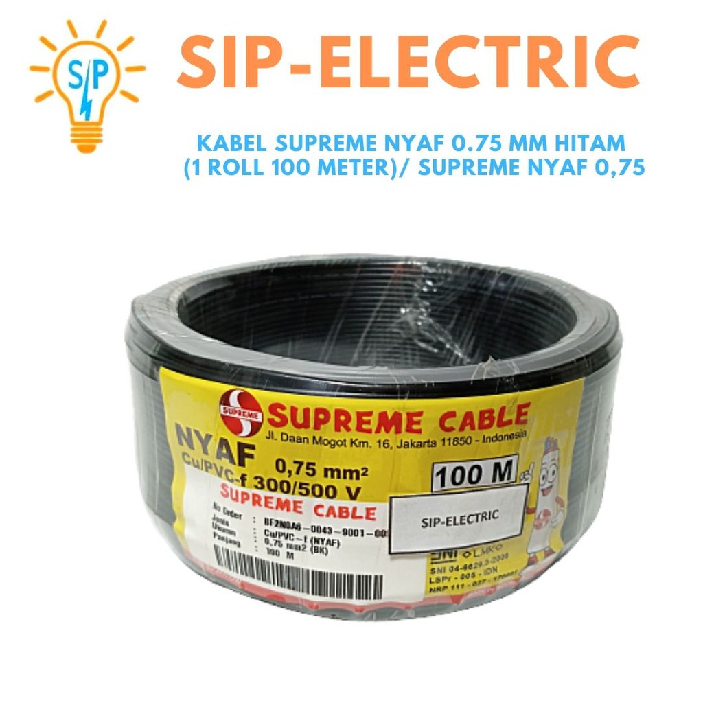 Jual Kabel Supreme NYAF 0.75 mm Hitam 1 Roll 100 Meter / Supreme NYAF 0,75mm Hitam 1 Roll 100 ...