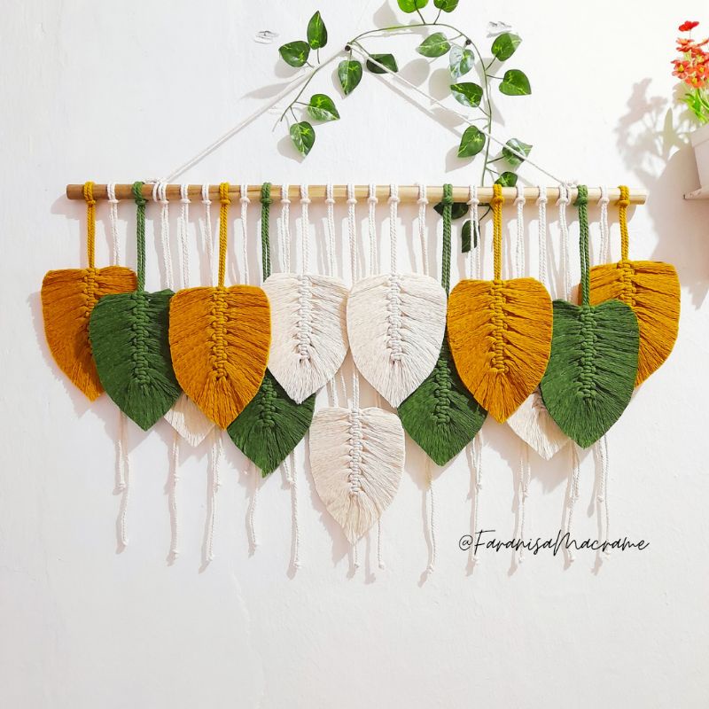 Jual (Ready stok) Hiasan macrame daun 70cm, 13 daun | Shopee Indonesia