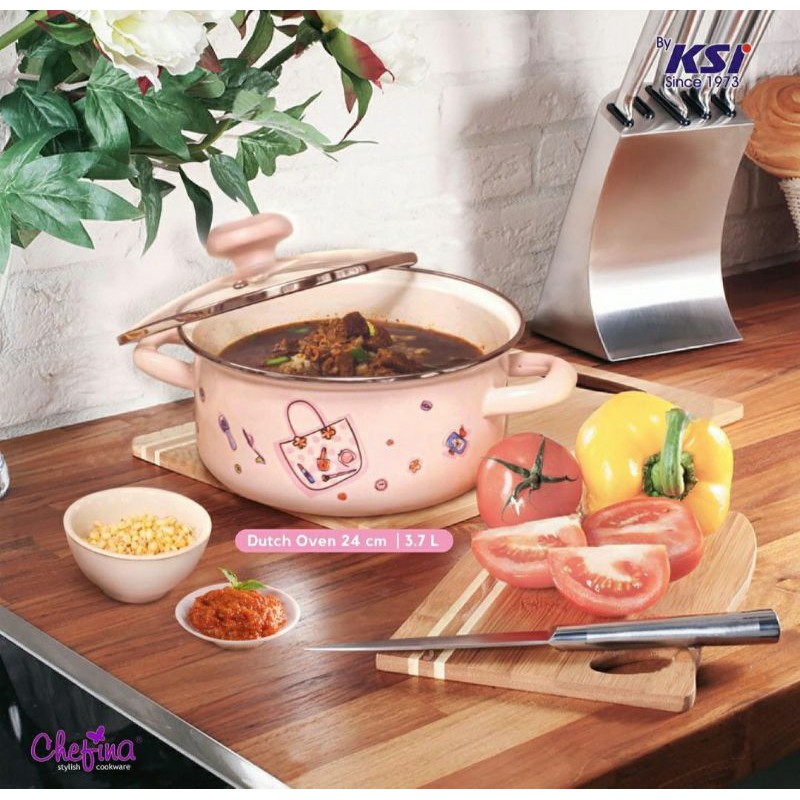 Jual Panci Enamel 24cm / Chefina Dutch Oven 24cm | Shopee Indonesia