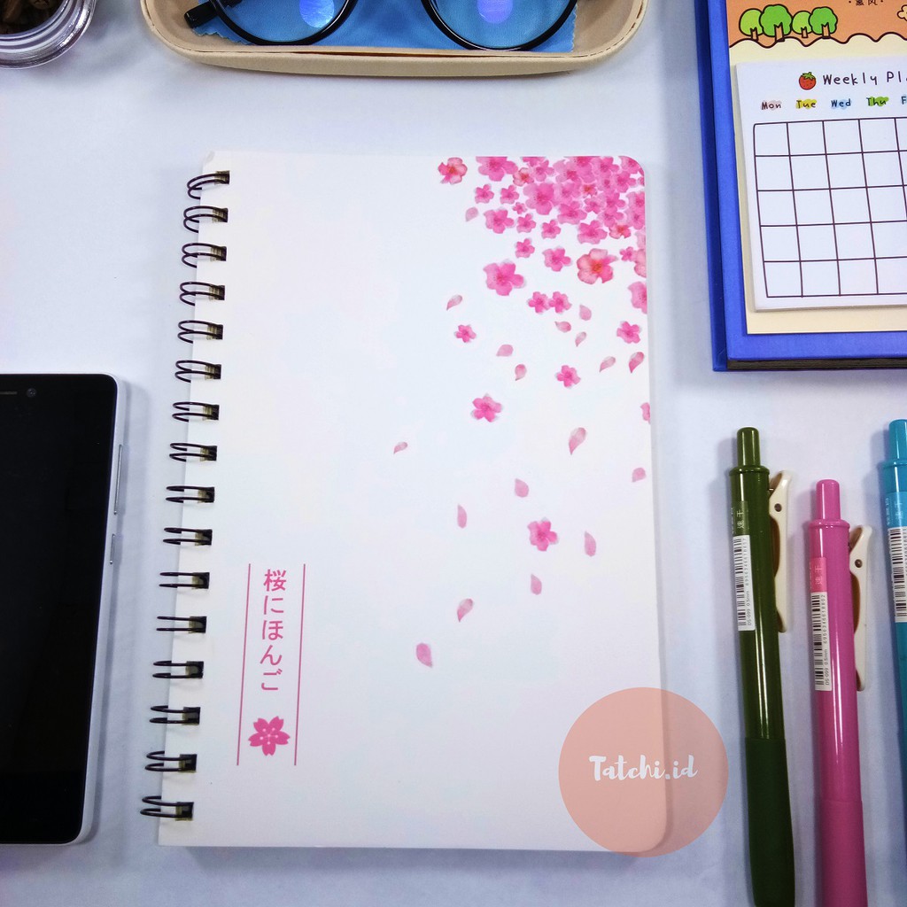 Jual Falling Sakura Right Spiral Notebook/ Buku Spiral Bergaris A5 ...
