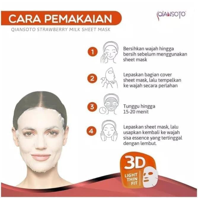 Jual Magic Strawberry Milk Qiansoto 3D Mask Bpom - Facial Tissue Mask ...
