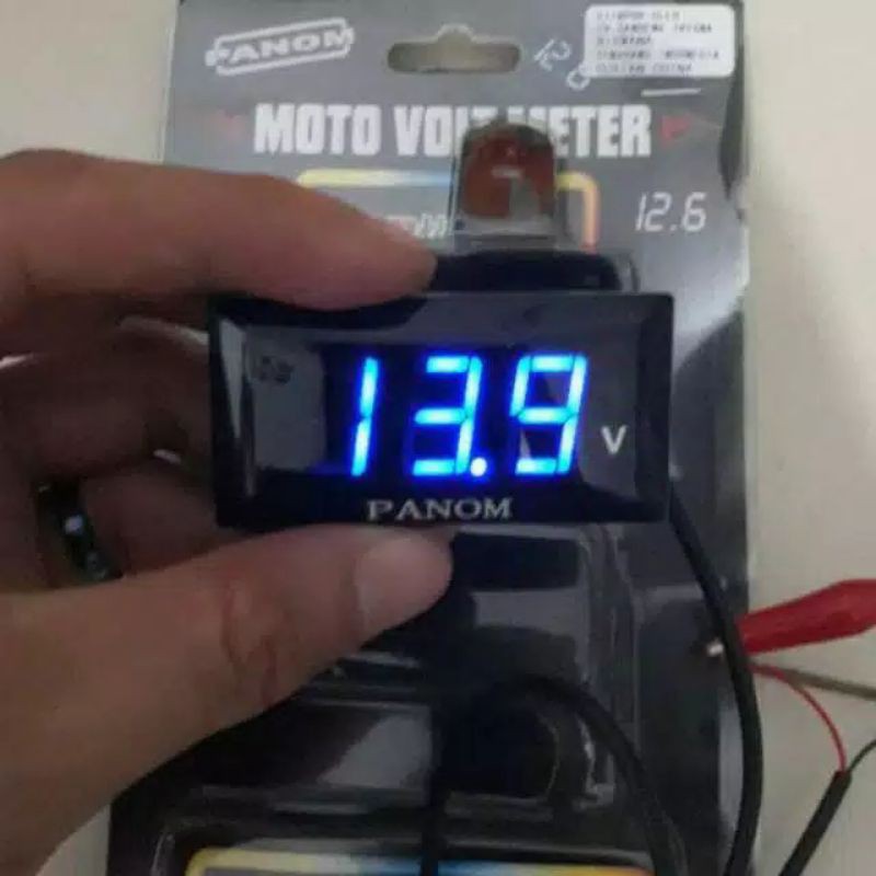 Jual Voltmeter Aki Motor Pengukur Amper Aki Digital Warna Biru dan Merah | Shopee Indonesia