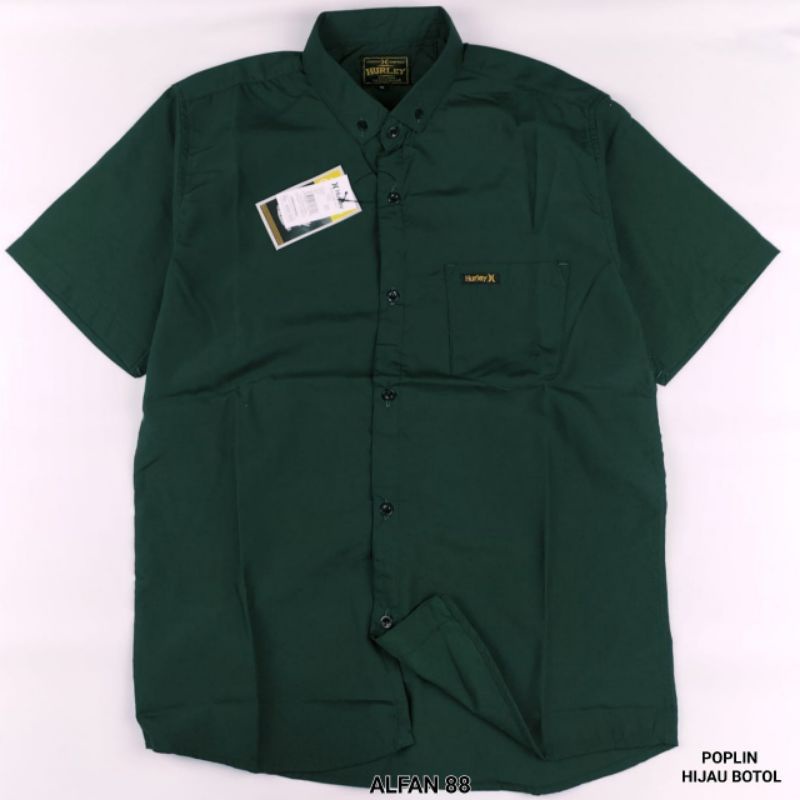 Jual Kemeja Polos Pria Lengan Pendek Warna Ijo Botol Kemeja kasual ...