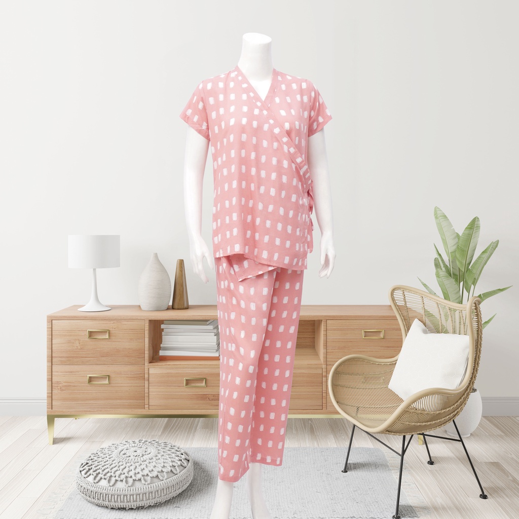 Jual Lunaci Peach Windowpane Aiko Pyjamas | Shopee Indonesia