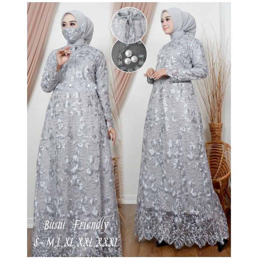 Jual Kaira Gamis Busui Terbaru Full Brukat Tile Mutiara Maxi Dress Pesta Kondangan Size Jumbo S ...