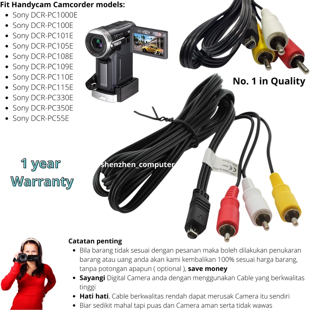 Jual Kabel Cable USB AV Audio Video RCA Handycam Camcorder Sony DCR ...