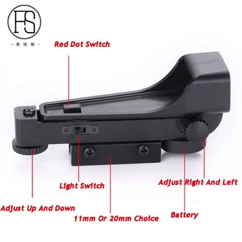 Jual Red dot sight reflex holographic gun 20x30mm bisa zeroing | Shopee ...