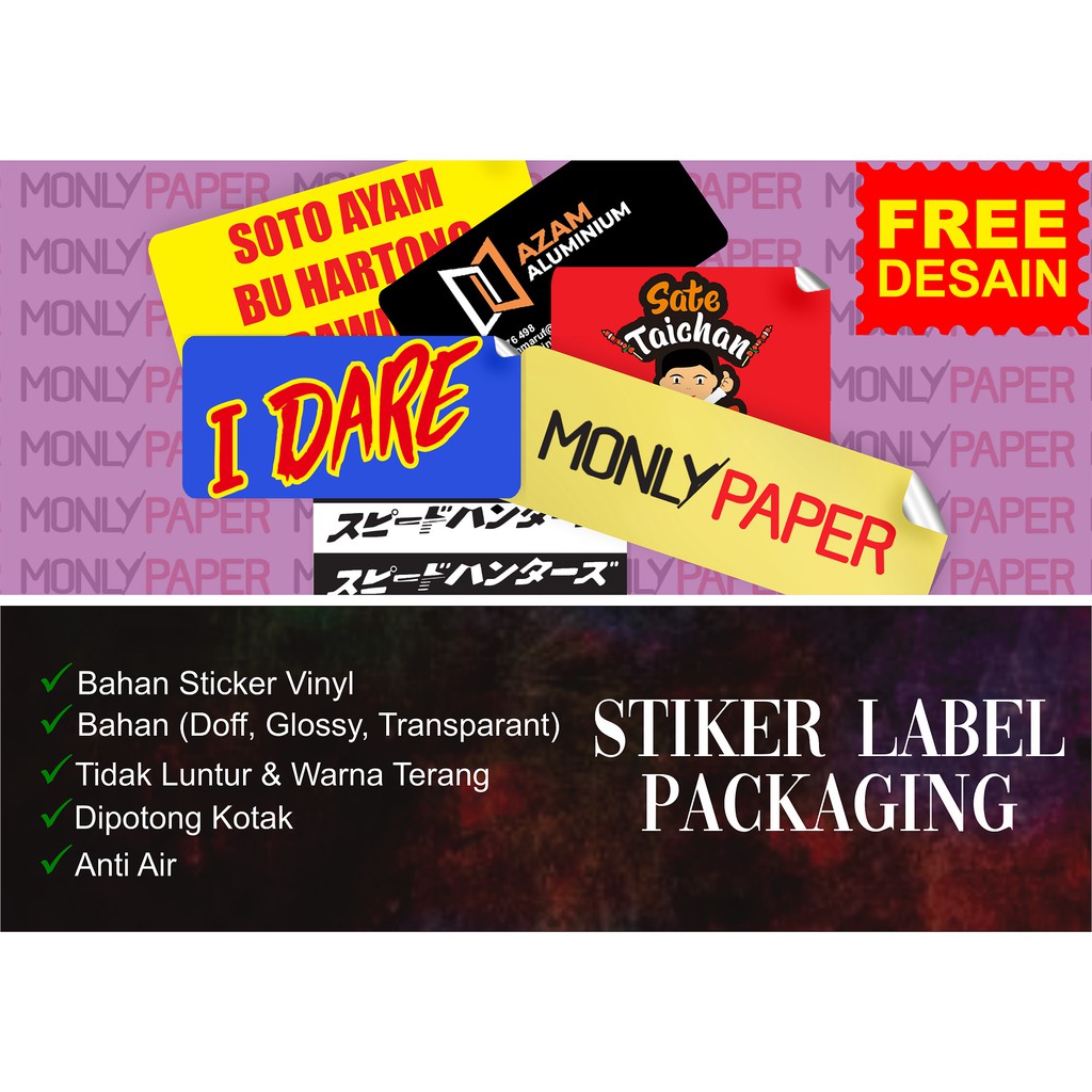 Jual Sticker label kemasan custom model kotak | Shopee Indonesia