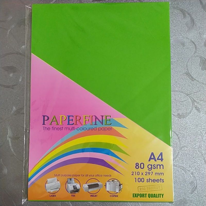 Jual Kertas Paperfine A4 80 Gram 100 Sheet - Kertas HVS Warna | Shopee ...