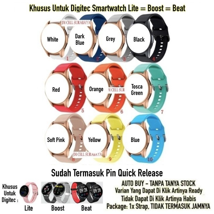 Jual ATS 20mm Tali Strap Digitec Smartwatch Lite / Boost / Beat -Sport ...
