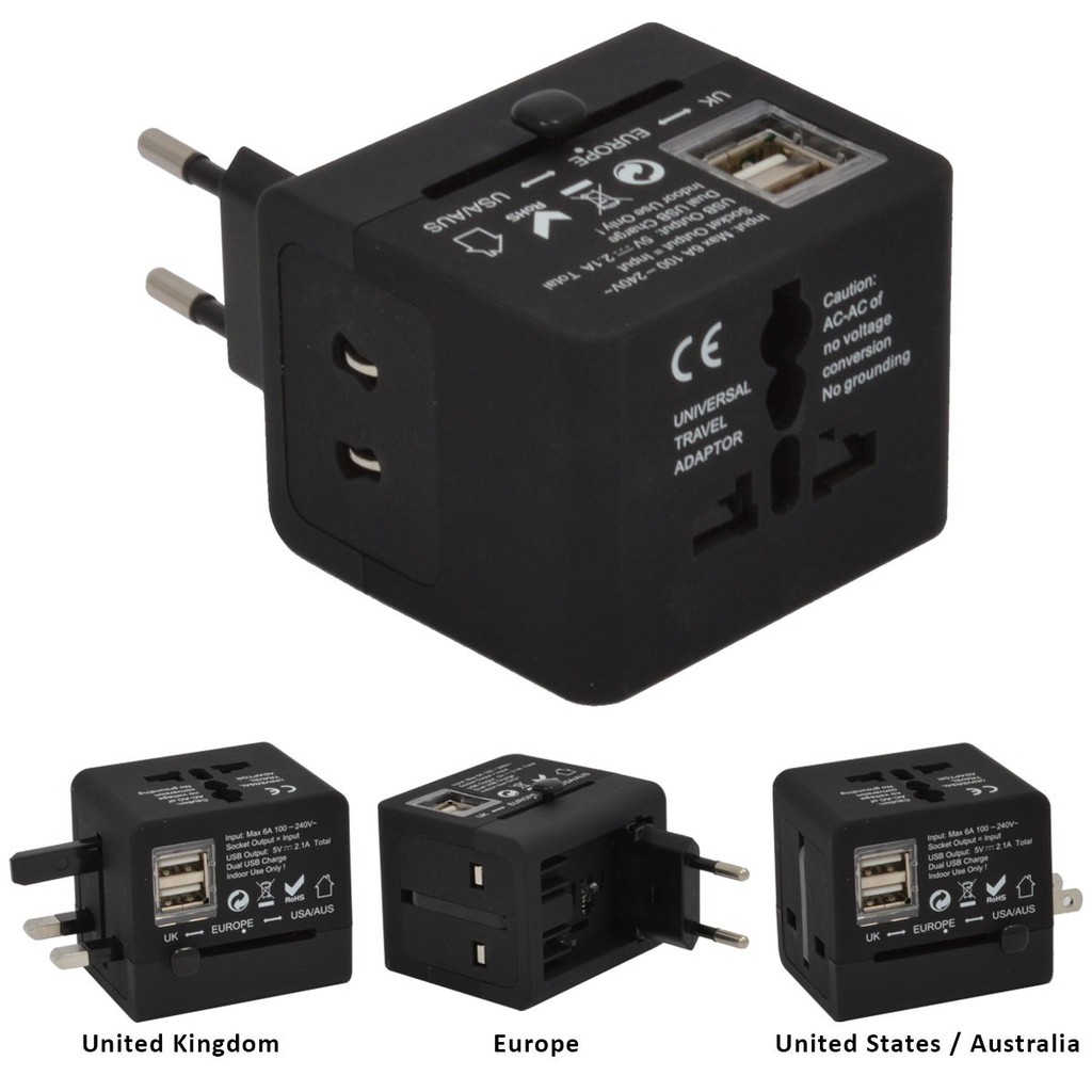 Jual LODS Universal Travel Adaptor Internasional Dual USB, Lengkap ...