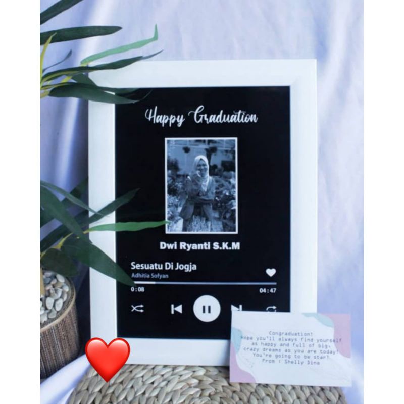 Jual FRAME KACA + CETAK + DESAIN foto Spotify lagu music hadiah gift ...