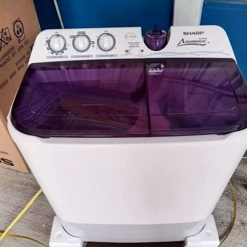 Jual MESIN CUCI 2 TABUNG SHARP 9KG ES-T95CR // MESIN CUCI LOW WATT // SHARP AQUAMAGIC // FREE ...