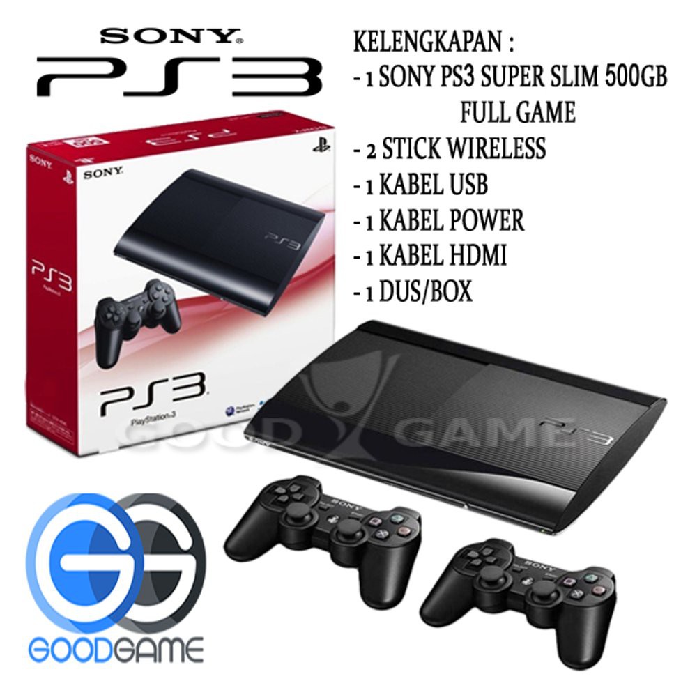 Jual Jual PS3 SUPER SLIM 500GB FULL GAME 2STICK WIRELESS Diskon | Shopee Indonesia