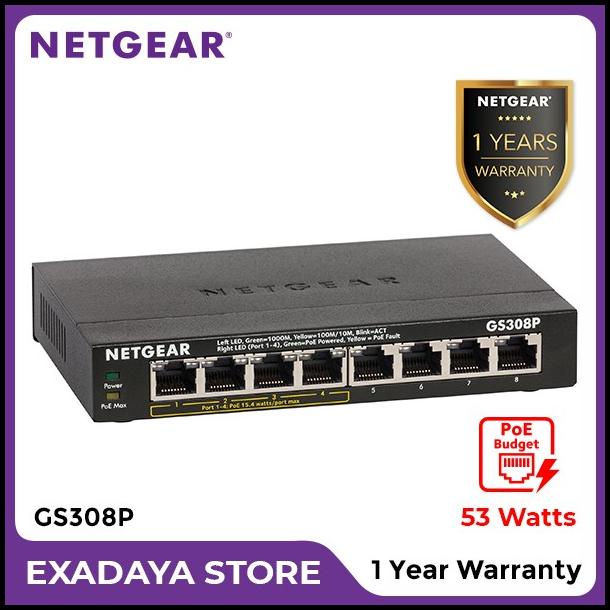 Jual Netgear Gs308P 8-Port Gigabit Ethernet Switch With 4-Ports Poe ...