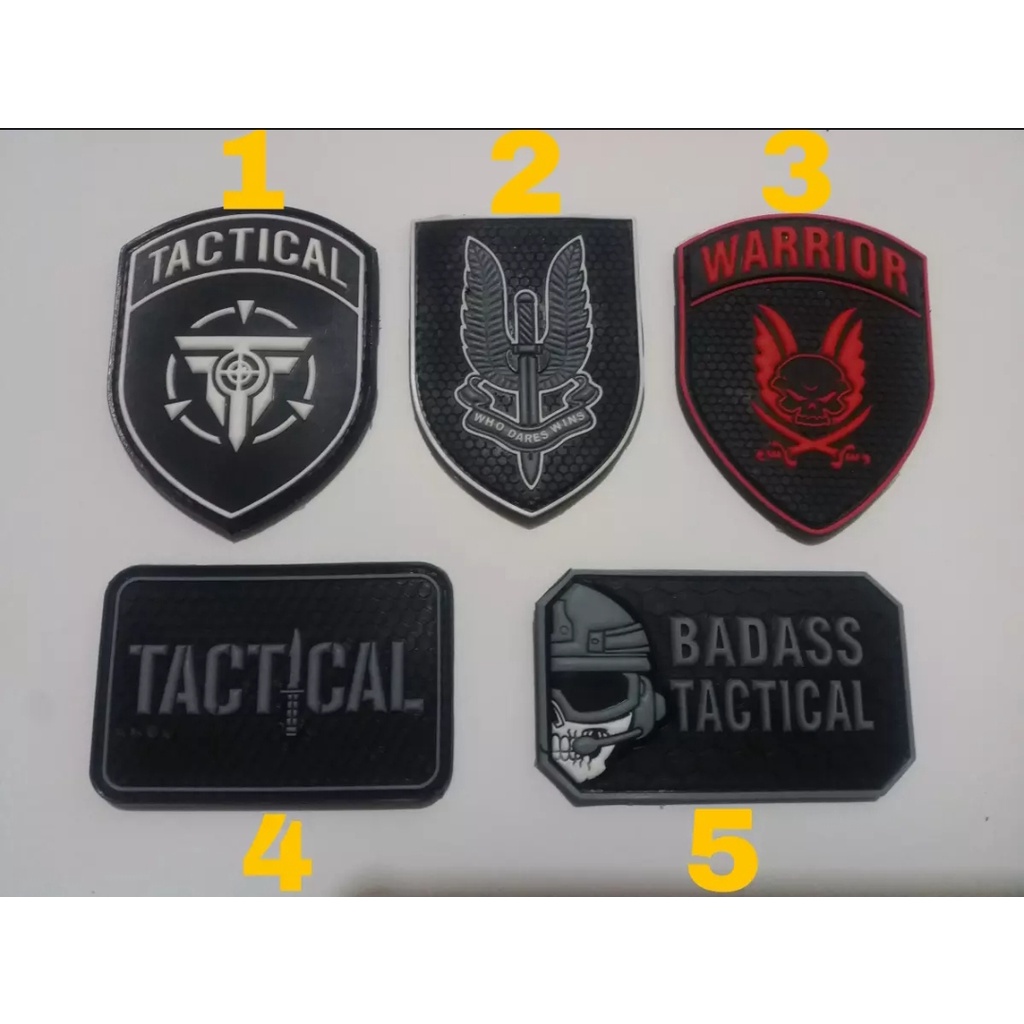 Jual patch rubber 3d/emblem karet logo tacticall/tempelan karet velcro ...