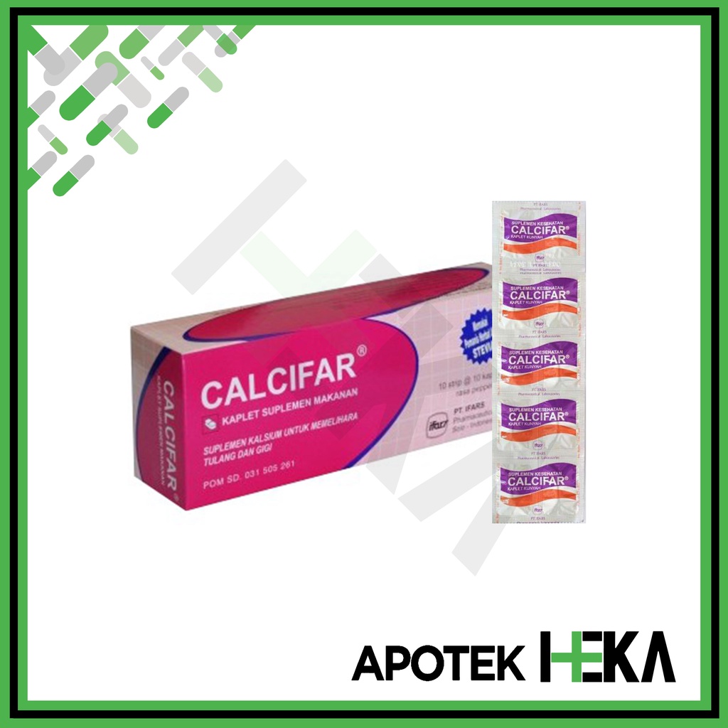 Jual Calcifar Kaplet Kunyah Chewable Box isi 10x10 - Suplemen Kalsium ...